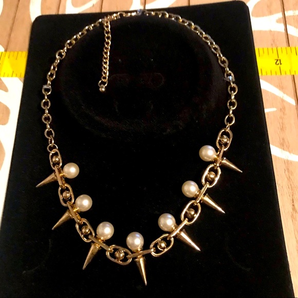 Jewelry | New Fashion Spiked Pearls Punk Street Gold Tone Chain ...